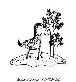 Zebra Cartoon Next Tree Black Dotted Stock Vector (Royalty Free ...