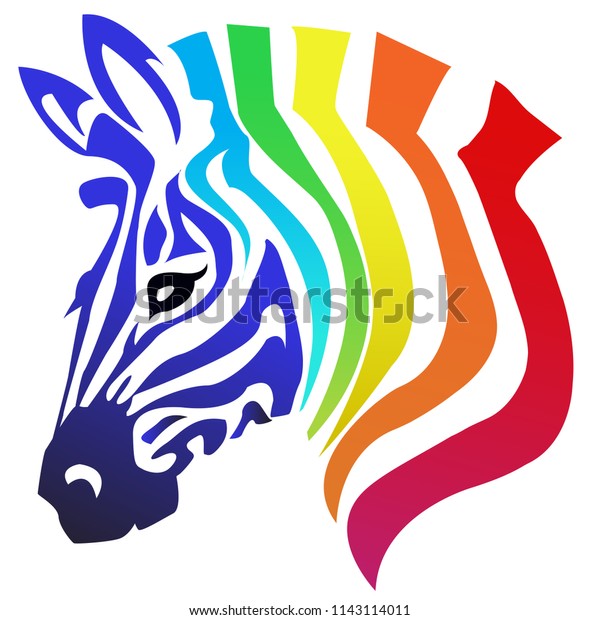 Zebra Rainbow Colourful Art Vector Illustration Stock Vector (Royalty ...