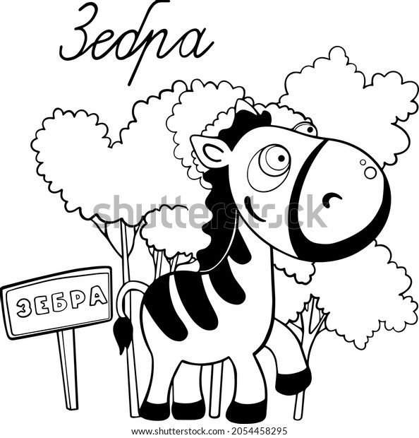 Zebra Sign Text Zebra Postcards Coloring Stock Vector (Royalty Free ...