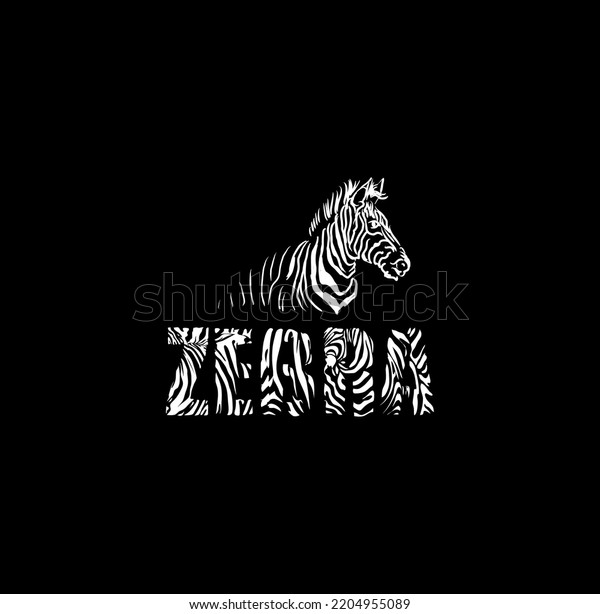 Zebra White Animal Black Stripes Logo Stock Vector (Royalty Free ...