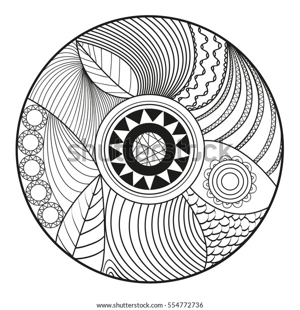 Zendala Zentangle Hand Drawn Circle Mandala Stock Vector (Royalty Free ...
