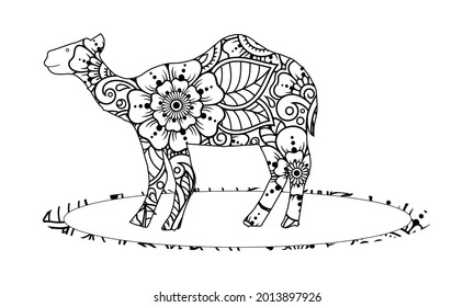 Zentangle Camel Design Coloring Book Adult Stock Vector (Royalty Free ...