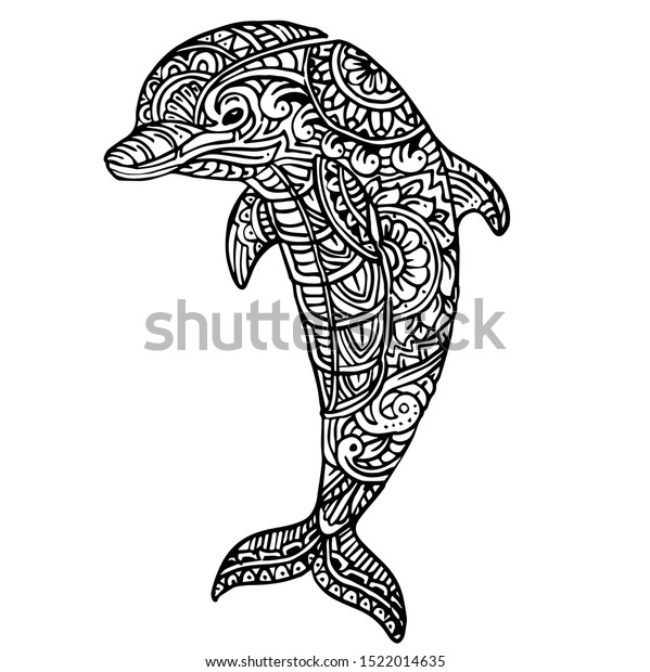 Zentangle Dolphin Marine Vector Illustration Stock Vector (Royalty Free ...