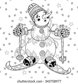 3,166 Snowman coloring line art Images, Stock Photos & Vectors ...