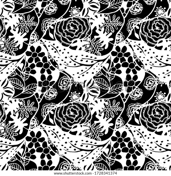 Zentangle Flowers Seamless Pattern Gentle Stock Vector (Royalty Free ...