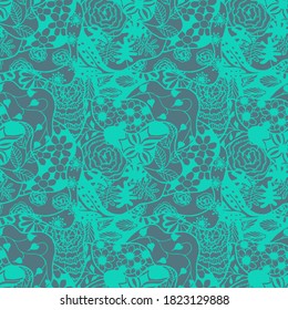 Zentangle Flowers Seamless Pattern Retro Stock Vector (Royalty Free ...