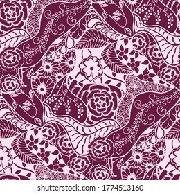 Zentangle Flowers Seamless Pattern Trendy Stock Vector (Royalty Free ...