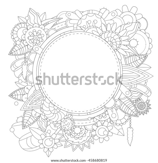 Zentangle Flowers White Circle Middle Where Stock Vector (Royalty Free ...