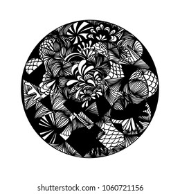 Zentangle Inspired Handdrawn Black White Ball Stock Vector (Royalty ...