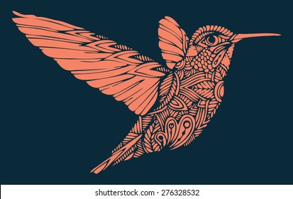 Zentangle Style Hummingbird Vector Illustration Stock Vector (Royalty ...