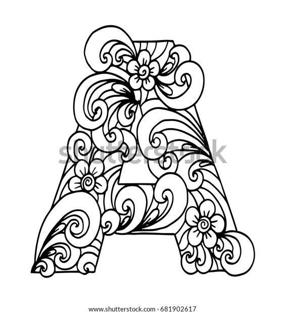 Zentangle Stylized Alphabet Letter Doodle Style: vetor stock (livre de ...