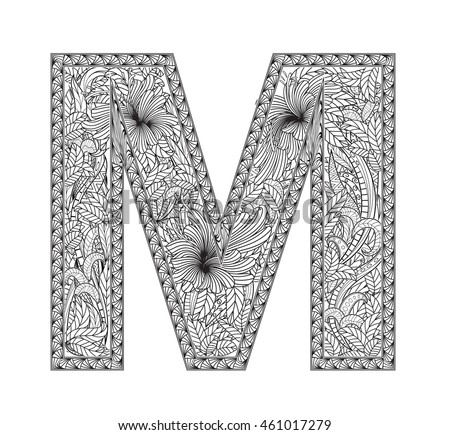 Zentangle Stylized Alphabet Letter M Doodle Stock Vector (Royalty Free ...