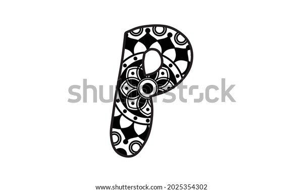 Zentangle Stylized Alphabet Letter P Doodle Stock Vector (Royalty Free ...