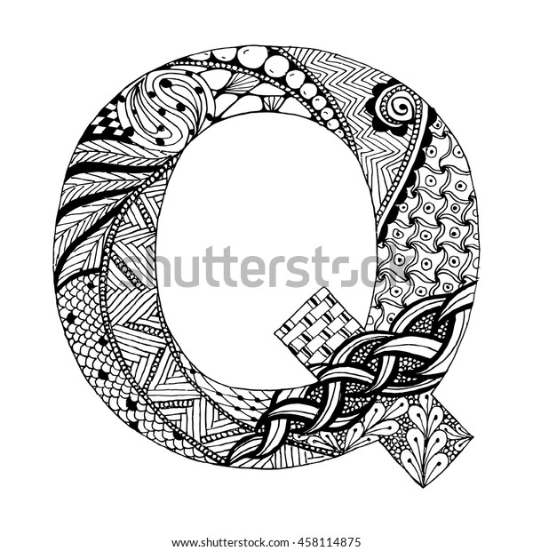 Zentangle Stylized Alphabet Letter Q Doodle Stock Vector (Royalty Free ...