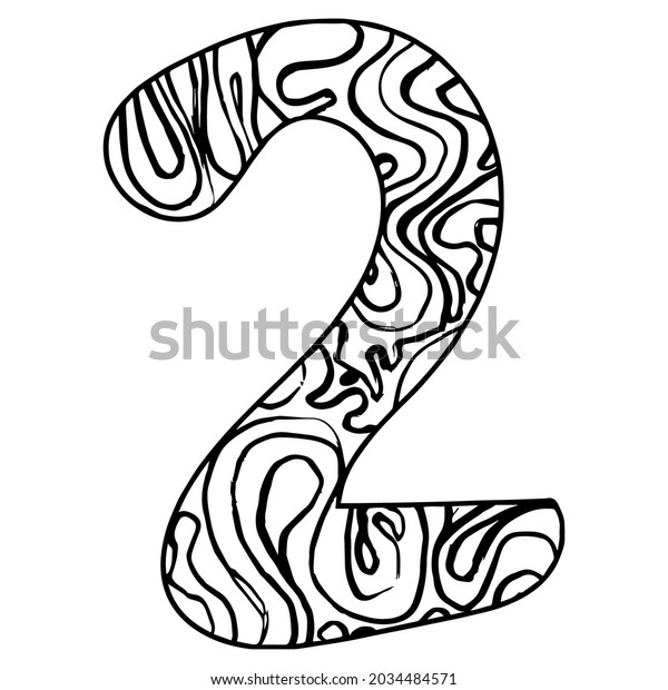 Zentangle Stylized Alphabet Number 2 Black Stock Vector (Royalty Free ...