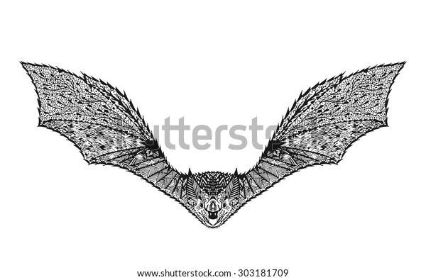 Zentangle Stylized Bat Animal Collection Black Stock Vector (Royalty ...