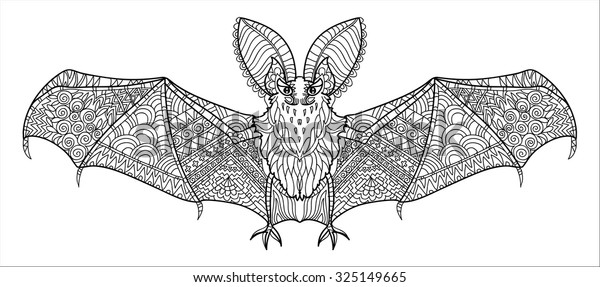 Zentangle Stylized Bat Hand Drawn Halloween: Stock-Vektorgrafik ...