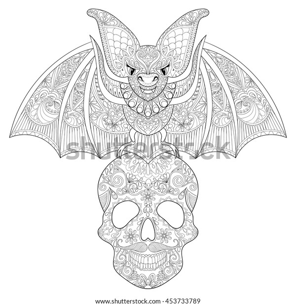 Zentangle Stylized Bat Seating On Sugar Stock Vector (Royalty Free ...