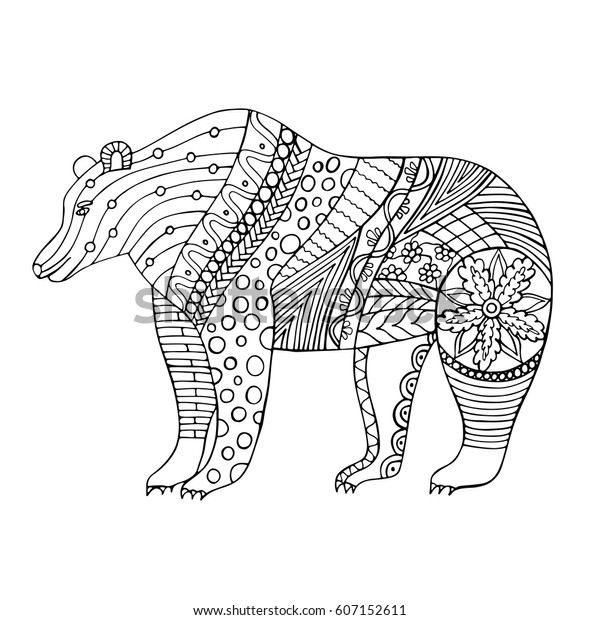 Zentangle Stylized Cartoon Bear Ornamental Pattern Stock Vector ...