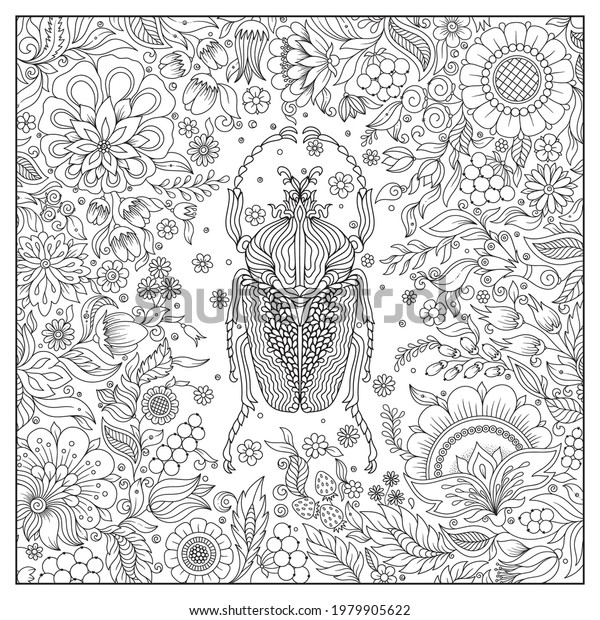 Zentangle Stylized Cartoon Beetle Hand Drawn Stock Vector (Royalty Free ...