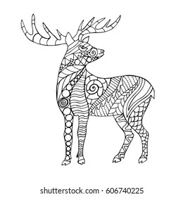 Zentangle Stylized Cartoon Deer Hand Drawn Stock Vector (Royalty Free ...