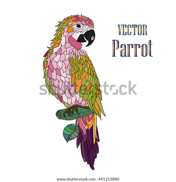 Zentangle Stylized Cartoon Parrot Hand Drawn Stock Vector (Royalty Free ...