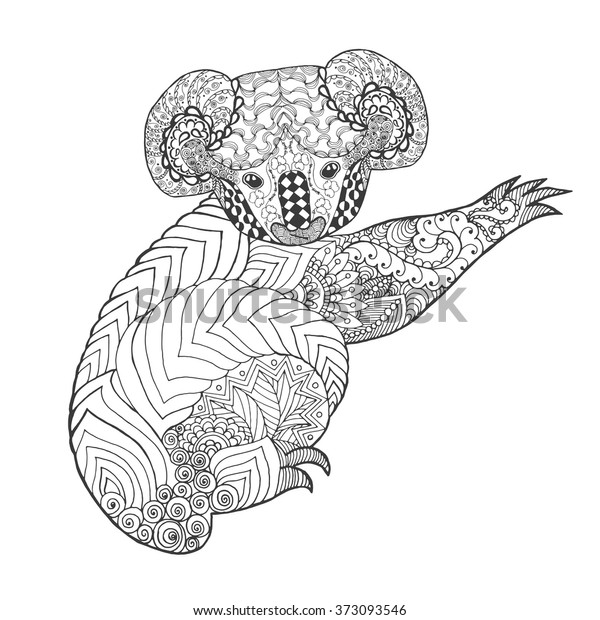 Zentangle Stylized Koala Black White Hand Stock Vector (Royalty Free ...