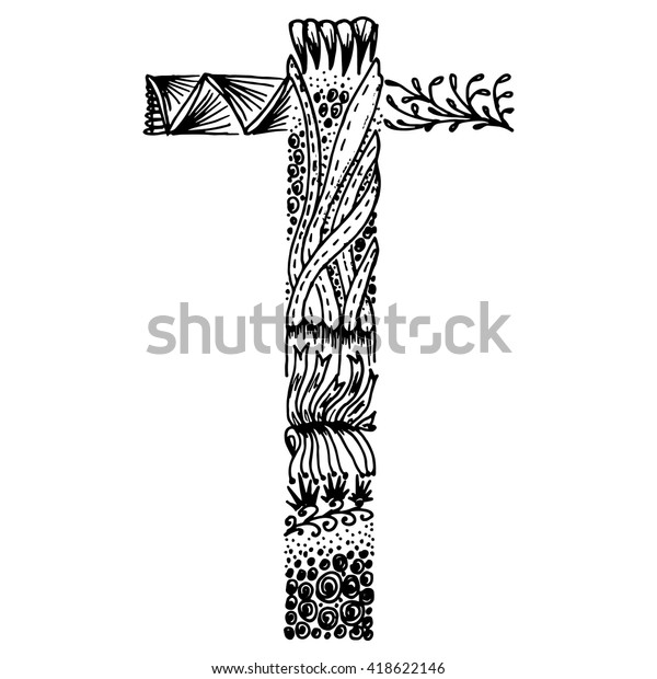 Zentangle Stylized Letters Letter T Vector Stock Vector (Royalty Free ...