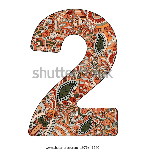 Zentangle Stylized Number 2 Doodle Style Stock Vector (Royalty Free ...