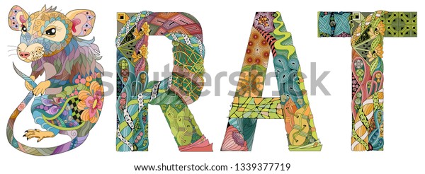 Zentangle Stylized Rat Word Rat Hand Stock Vector (Royalty Free ...