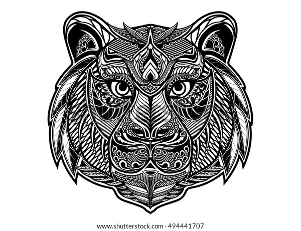 Zentangle Tiger Free Hand Art Abstract: vetor stock (livre de direitos ...