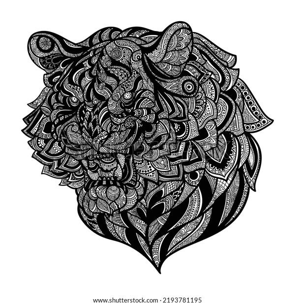 Zentangle Tiger Head Hand Drawn Decorative Stock Vector (Royalty Free ...