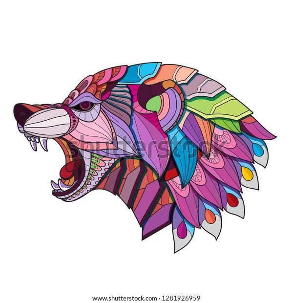 Zentangle Wolf Zentangle Animal Zentangle Colored Stock Vector (Royalty ...