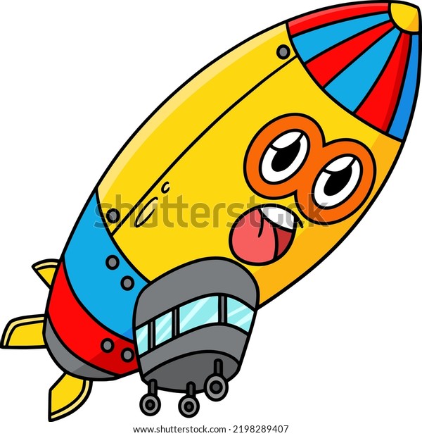 Zeppelin Face Vehicle Cartoon Colored Clipart Stock Vector (Royalty ...