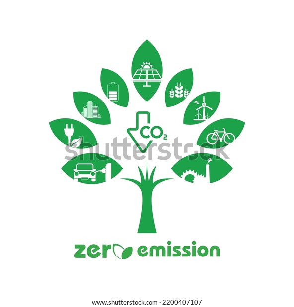 Zero Emission Sign On White Background Stock Vector (Royalty Free ...