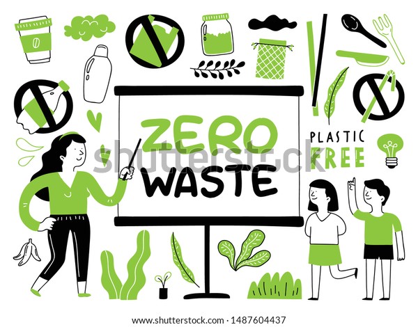 Zero Waste Campaign Illustration Doodle Style Stock Vector (Royalty ...
