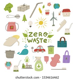 Zero Waste Cartoon Style Hand Drawn Stock Vector (Royalty Free ...