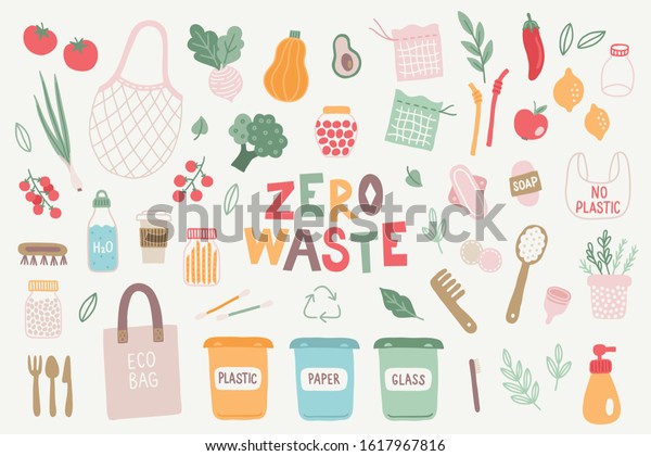 Zero Waste Design Elements Garbage Container Stock Vector (Royalty Free ...