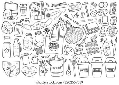Zero Waste Hand Drawn Set Doodle Stock Vector (Royalty Free) 2202557339 ...