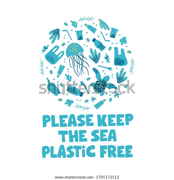 Zero Waste Plastic Free Slogan Stop Stock Vector (Royalty Free) 1705172512