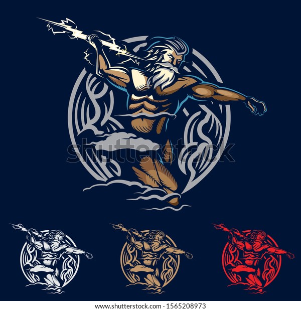 Zeus Emblem Style Vector Illustration Stock Vector (Royalty Free ...