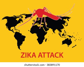 Zika Virus Attack Concept World Map: vector de stock (libre de regalías ...