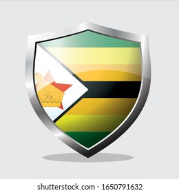 Zimbabwe Flag State Shield Icon White Stock Vector (Royalty Free ...