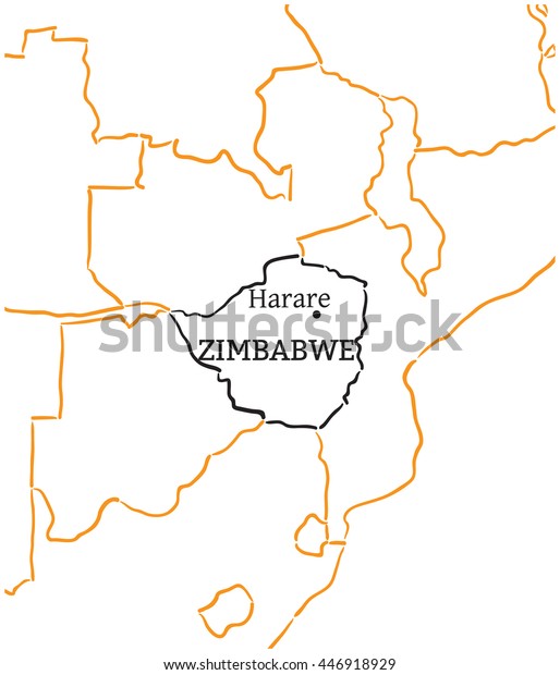 Zimbabwe Handdrawn Sketch Map Stock Vector (Royalty Free) 446918929 ...