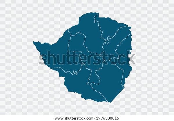 Zimbabue Mapa de color azul en: vector de stock (libre de regalías ...