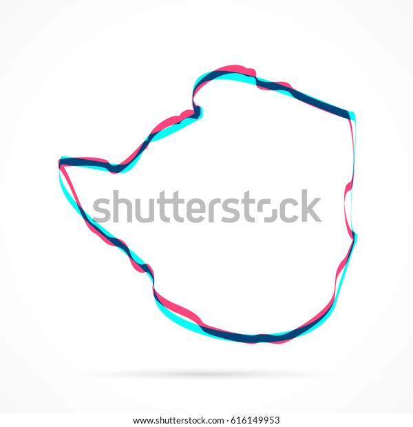 Zimbabwe Map Hand Drawn Blue Pink Stock Vector (Royalty Free) 616149953 ...