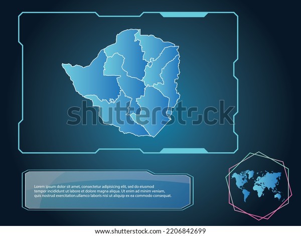 Zimbabwe Map Infographic Technology Blue Color Stock Vector (Royalty ...