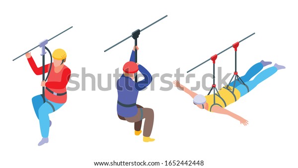 Zip Line Icons Set Isometric Set Stock Vector (Royalty Free) 1652442448 ...