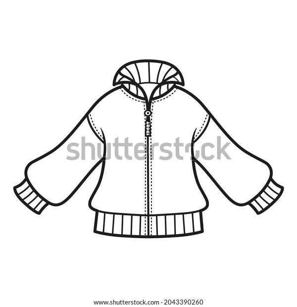Zipped Warm Jacket Outline Coloring On Stock Vector (Royalty Free ...