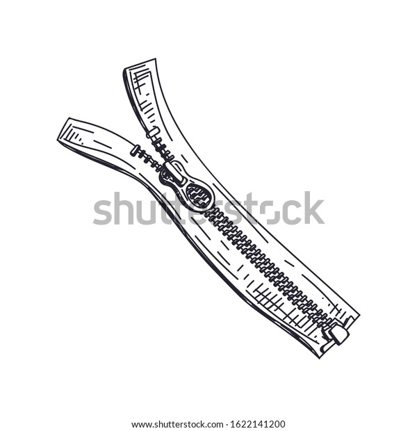 Zipper Hand Drawn Black White Vector 스톡 벡터(로열티 프리) 1622141200 ...